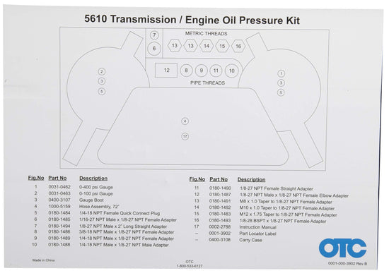 OTC Tools 5610 Trans-Eng Oil Press Tester – EpicRise Electronics LLC